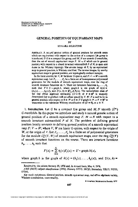 (PDF) General Position of Equivariant Maps