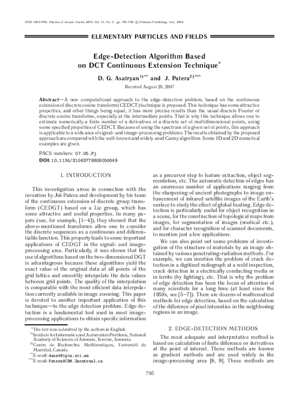 (PDF) Edge-detection algorithm based on DCT continuous extension technique