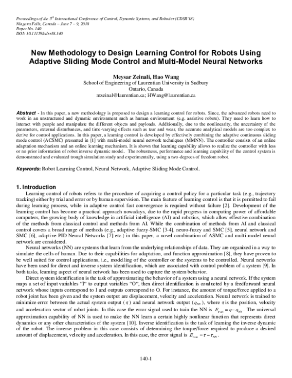 (PDF) New Methodology to Design Learning Control for Robots Using Adaptive Sliding Mode Control ...