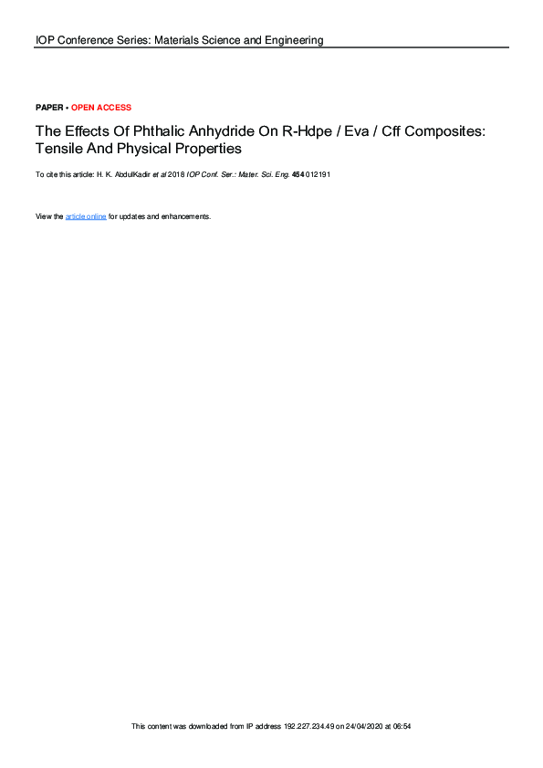 (PDF) The Effects Of Phthalic Anhydride On R-Hdpe / Eva / Cff ...