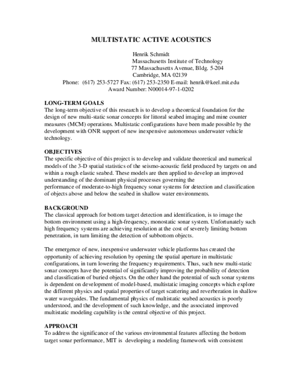 (PDF) Multistatic Active Acoustics