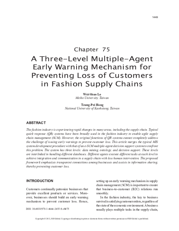 (PDF) A Three-Level Multiple-Agent Early Warning Mechanism for ...
