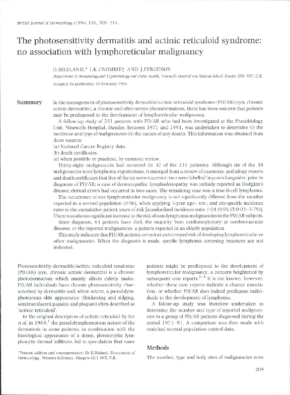 (PDF) The photosensitivity dermatitis and actinic reticuloid syndrome ...