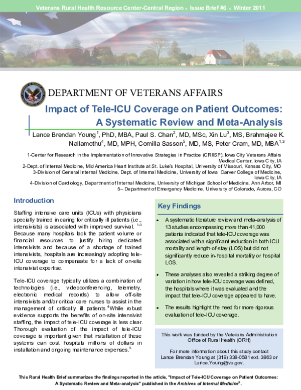 (PDF) Impact of Tele-ICU Coverage on Patient Outcomes : A Systematic ...