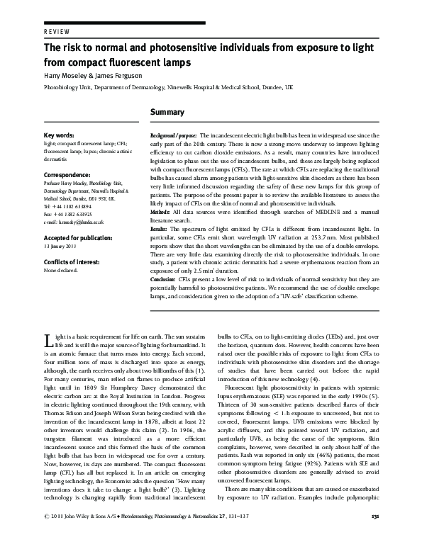 (PDF) The risk to normal and photosensitive individuals from exposure ...