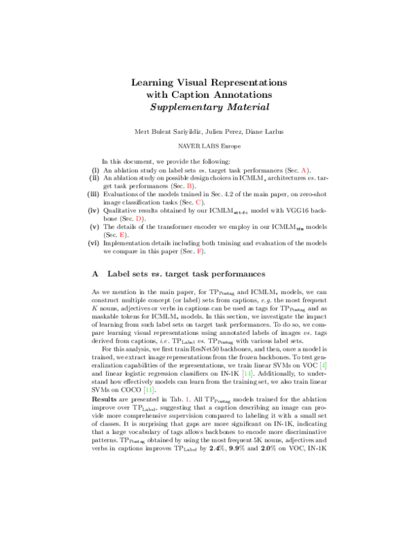 (PDF) Learning Visual Representations with Caption Annotations