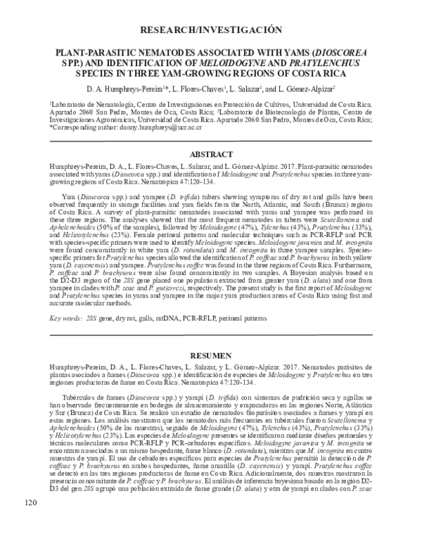 (PDF) Plant-Parasitic Nematodes Associated with Yams (Dioscorea SPP ...
