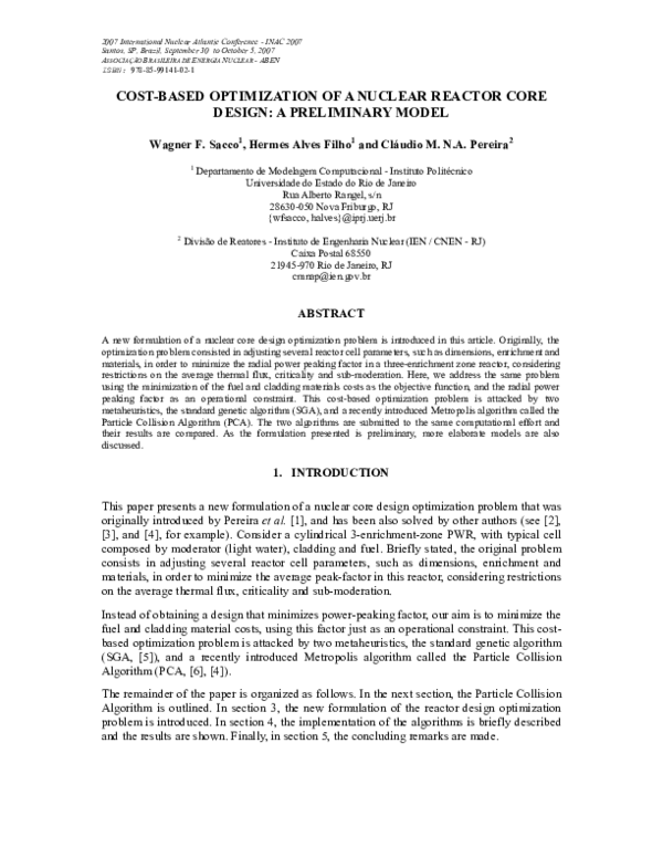 (PDF) Cost-Based Optimization Of A Nuclear Reactor Core Design: a ...