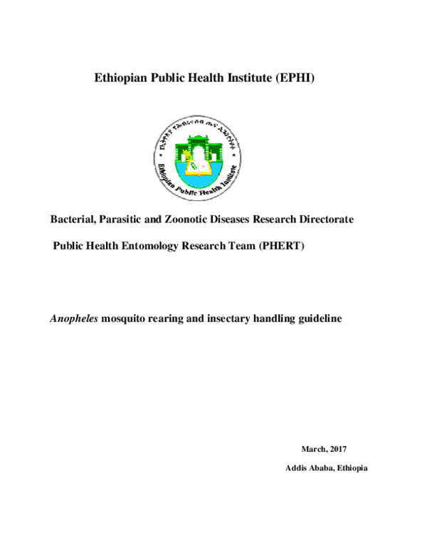 (PDF) Anopheles mosquito rearing and insectary handling guideline