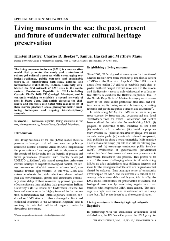 (PDF) Living Museums in the Sea:The Past, Present and Future of ...