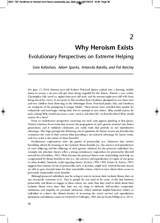 (PDF) Why Heroism Exists: Evolutionary Perspectives on Extreme Helping
