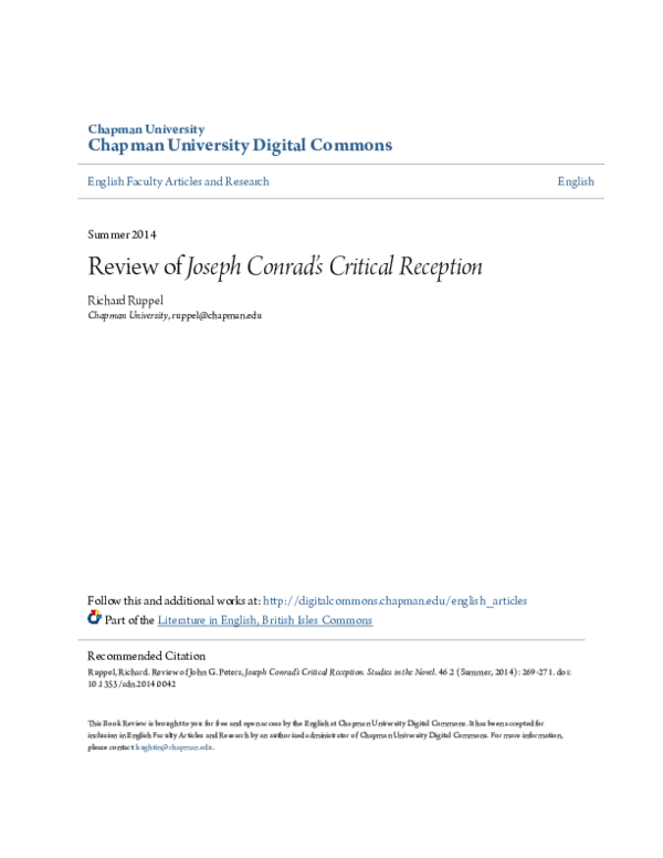 (PDF) Joseph Conrad's Critical Reception