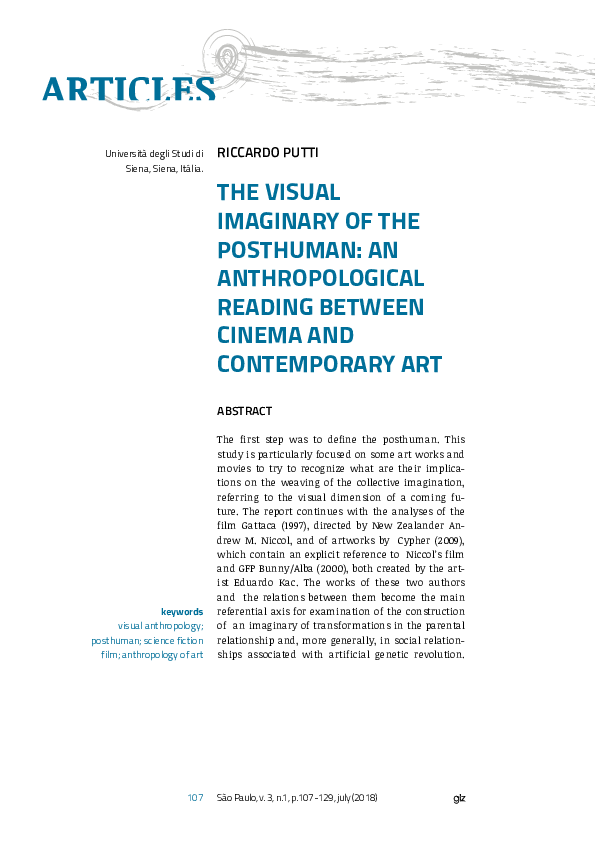 (PDF) The Visual Imaginary of the Posthuman: An Anthropological Reading ...
