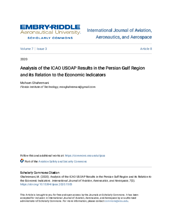 (PDF) Analysis of the ICAO USOAP Results in the Persian Gulf Region and ...