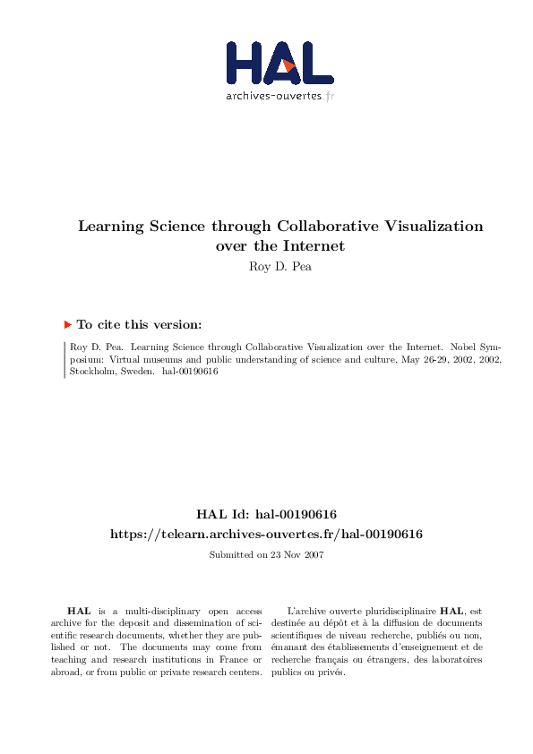 (PDF) Learning Science through Collaborative Visualization over the Internet