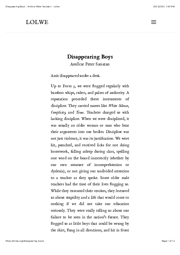 (PDF) Disappearing Boys