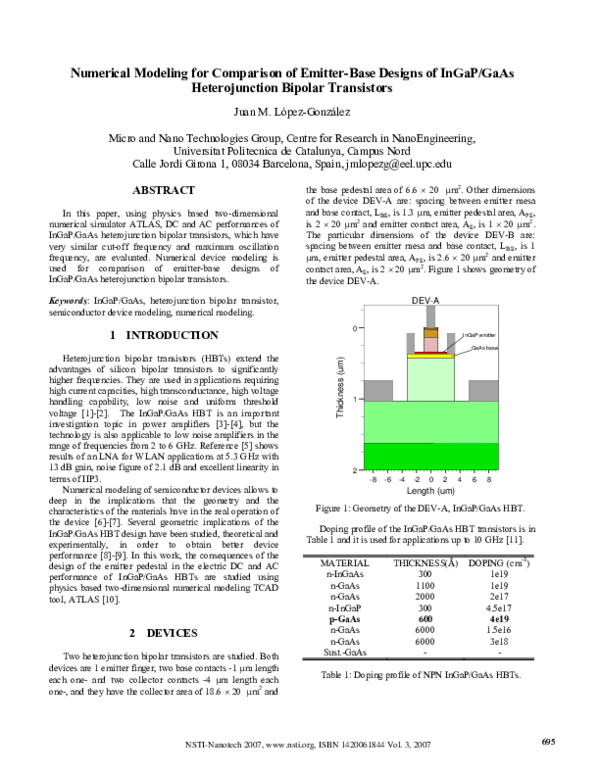 (PDF) Numerical Modeling for Comparison of Emitter-Base Designs of InGaP / GaAs Heterojunction ...