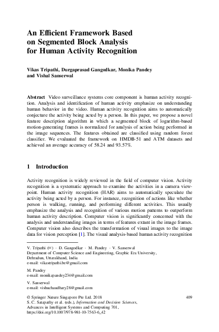 Pdf An Efficient Framework Based On Segmented Block Analysis For
