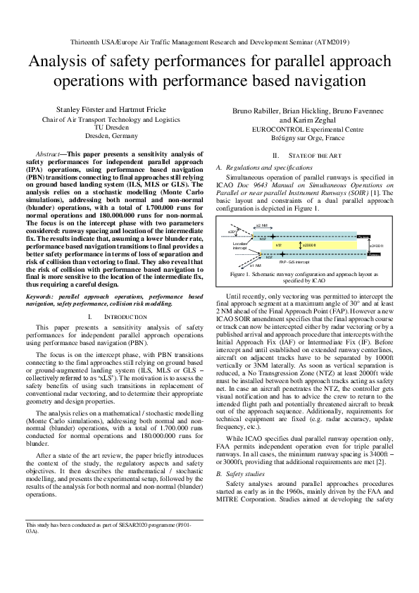(PDF) Analysis of safety performances for parallel approach operations ...