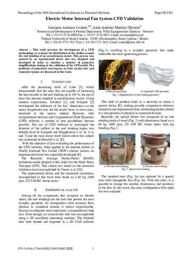 (PDF) Electric motor internal fan system CFD validation