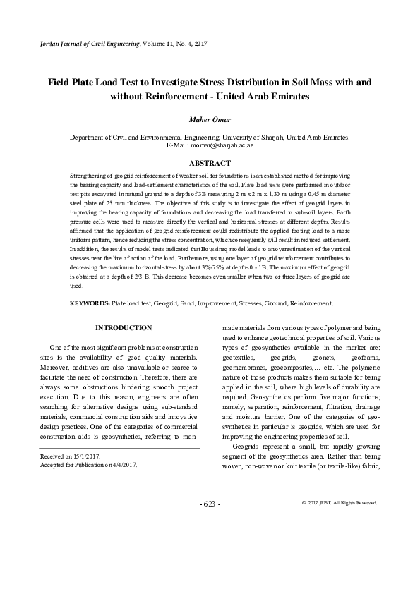 (PDF) Field Plate Load Test to Investigate Stress Distribution in Soil ...