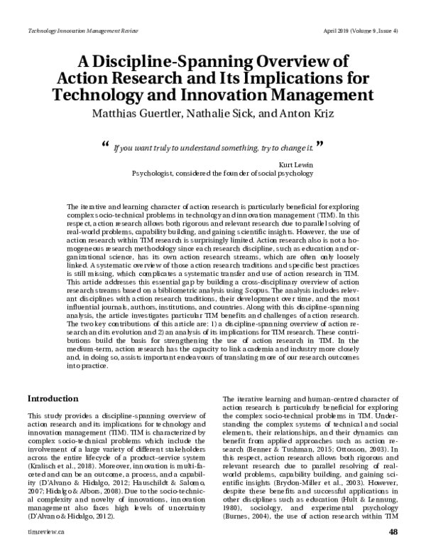 (PDF) A Discipline-Spanning Overview of Action Research and Its ...