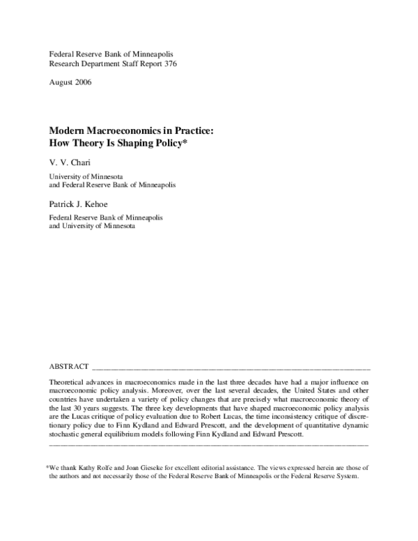 (PDF) Modern macroeconomics in practice: How theory is shaping policy | Patrick Kehoe - Academia.edu