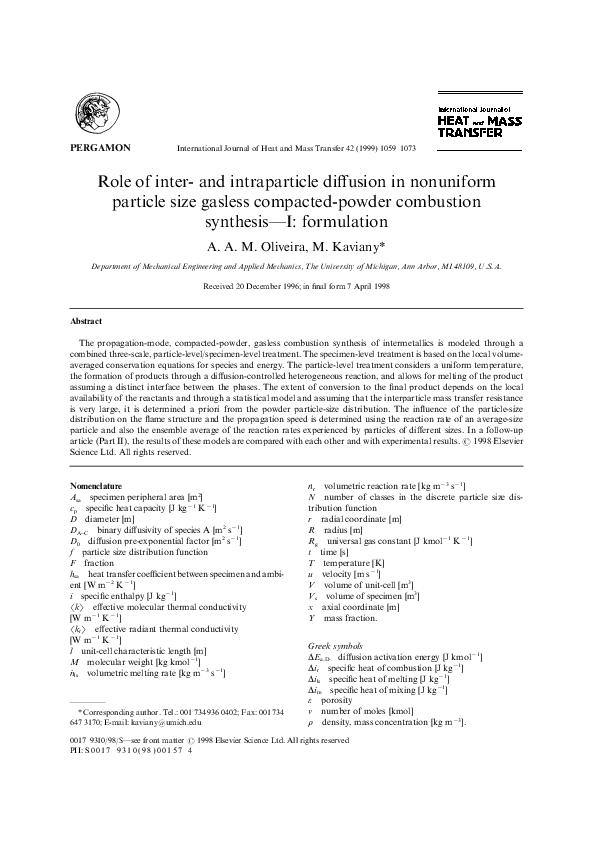 (PDF) Role of inter- and intraparticle diffusion in nonuniform particle ...