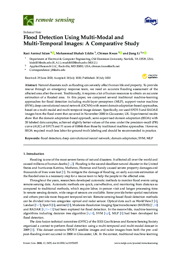 (PDF) Flood Detection Using Multi-Modal and Multi-Temporal Images: A Comparative Study