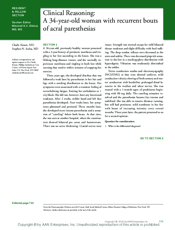 (PDF) Clinical Reasoning: A 34-year-old woman with recurrent bouts of ...