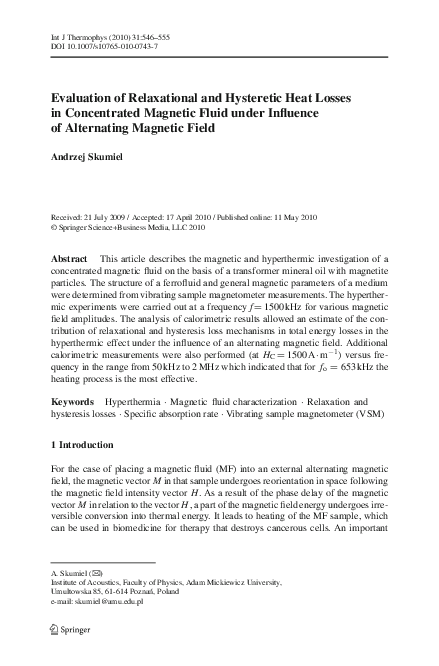 (PDF) Evaluation of Relaxational and Hysteretic Heat Losses in ...