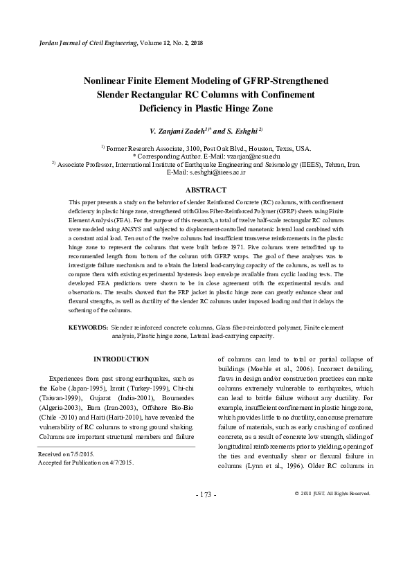 (PDF) Nonlinear Finite Element Modeling of GFRP-Strengthened Slender Rectangular RC Columns with ...