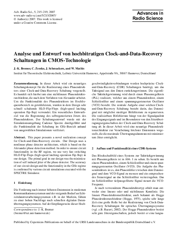 (PDF) Analyse und Entwurf von hochbitratigen Clock-and-Data-Recovery ...
