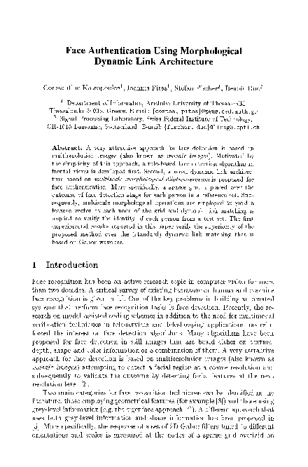 (PDF) Face authentication using morphological dynamic link architecture