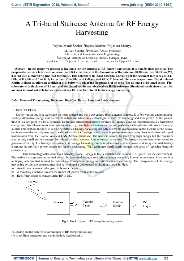 (PDF) A Tri-band Staircase Antenna for RF Energy Harvesting