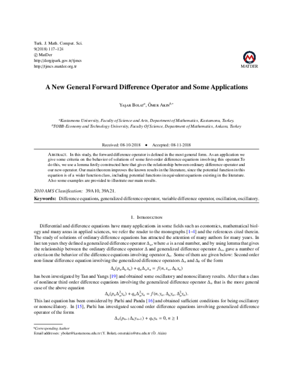 (PDF) A new general forward difference operator and some applications