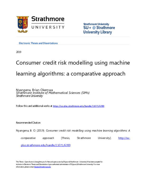 (PDF) Consumer credit risk modelling using machine learning algorithms: a comparative approach