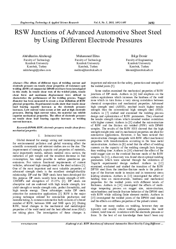 (PDF) RSW Junctions of Advanced Automotive Sheet Steel by Using ...