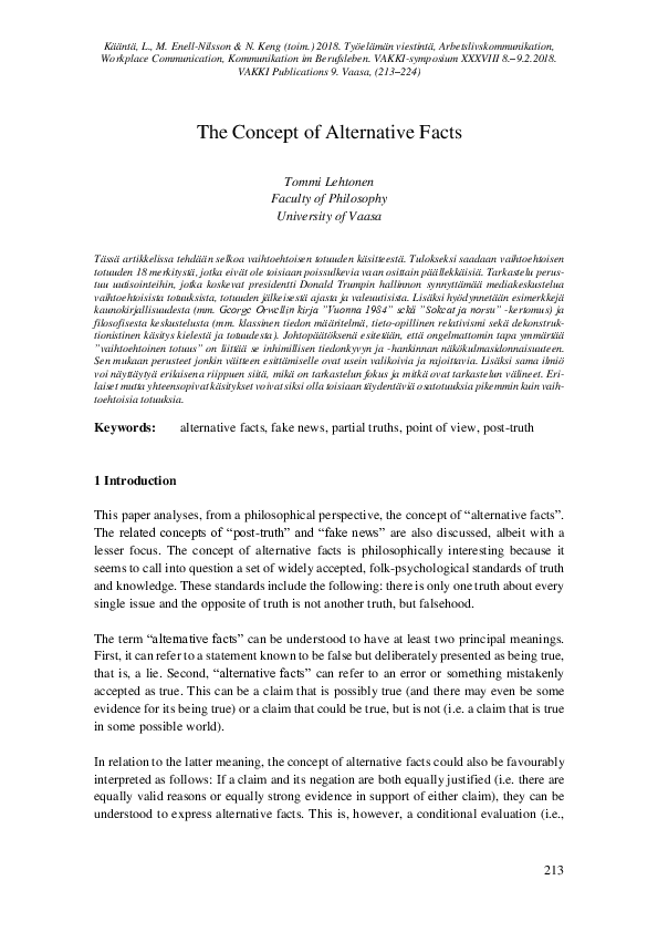 (PDF) The Concept of Alternative Facts