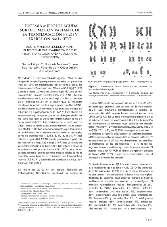 (PDF) [Acute myeloid leukemia (aml) subtype M2 with variation of the t ...