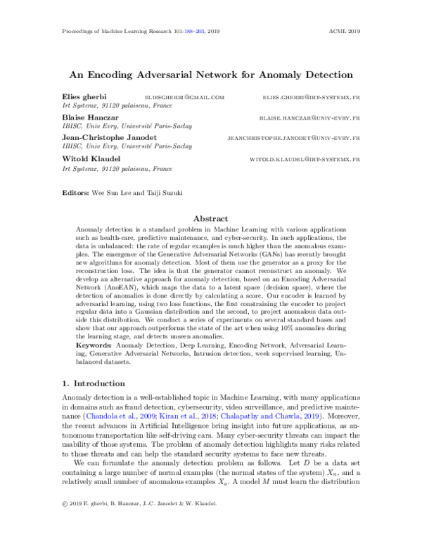 (PDF) An Encoding Adversarial Network for Anomaly Detection
