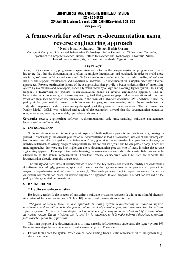 (PDF) A Framework for Software Re-documentation by Using Reverse ...