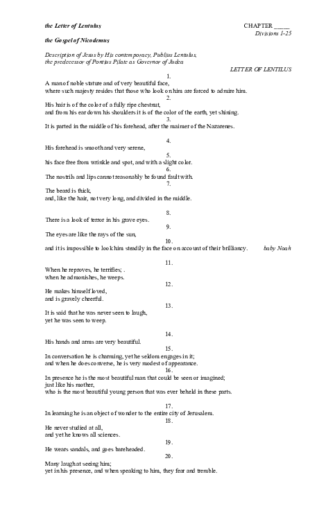 (DOC) the Letter of Lentilus____more Gospel of Nicodemus
