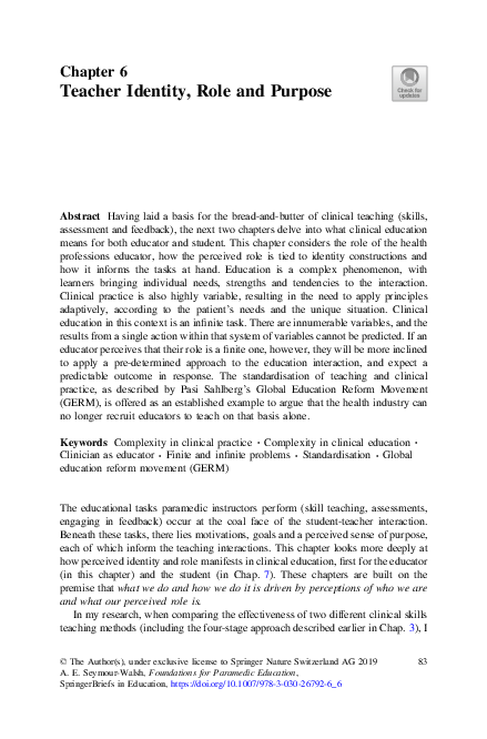 (PDF) Teacher Identity, Role and Purpose
