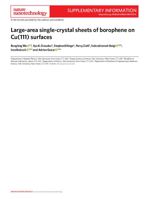 (PDF) Large-area single-crystal sheets of borophene on Cu(111) surfaces