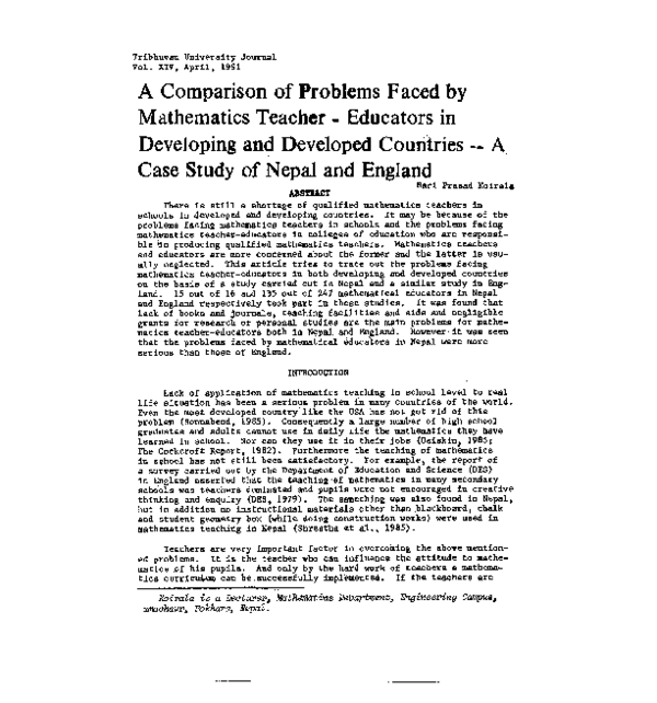 (PDF) A Comparison of Problems Faced by Mathematics Teacher - Educators ...