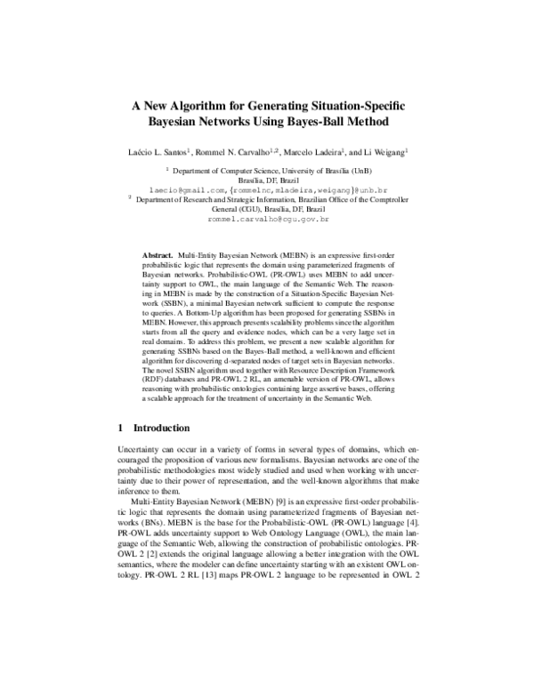 (PDF) A New Algorithm for Generating Situation-Specific Bayesian ...