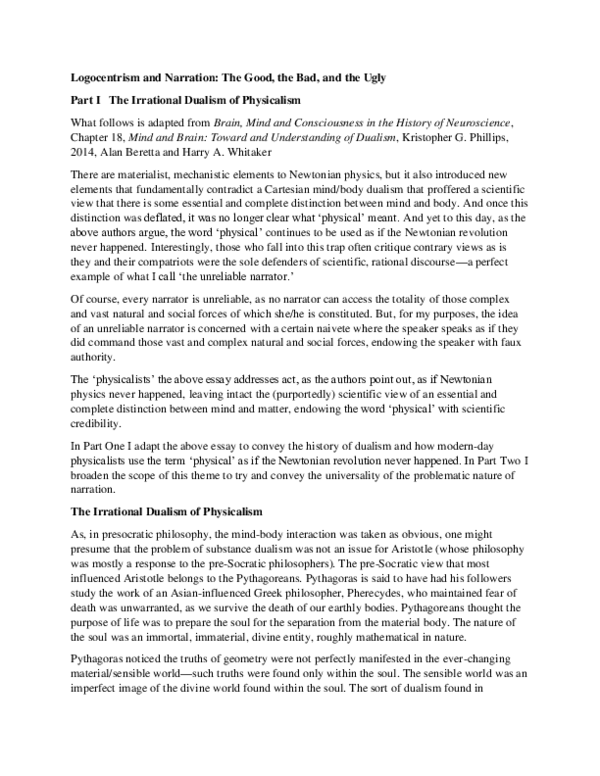 (PDF) Logocentrism and Narration: The Good, the Bad, and the Ugly