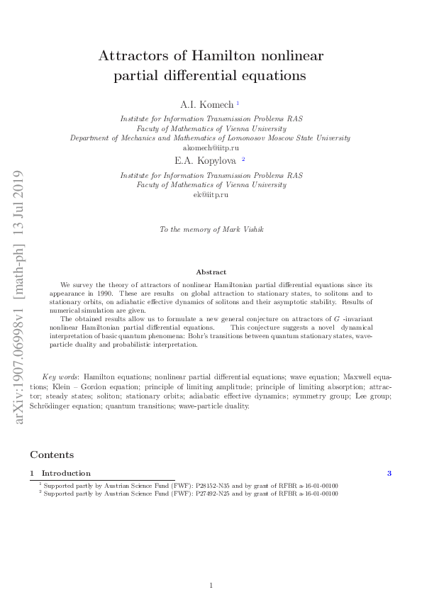 (PDF) Attractors of nonlinear Hamiltonian partial differential equations
