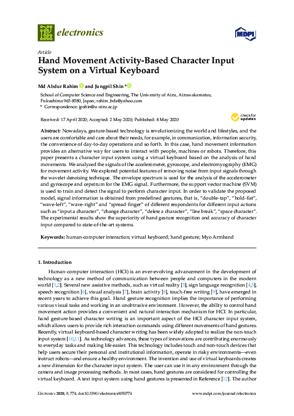 (PDF) Hand Movement Activity-Based Character Input System on a Virtual ...